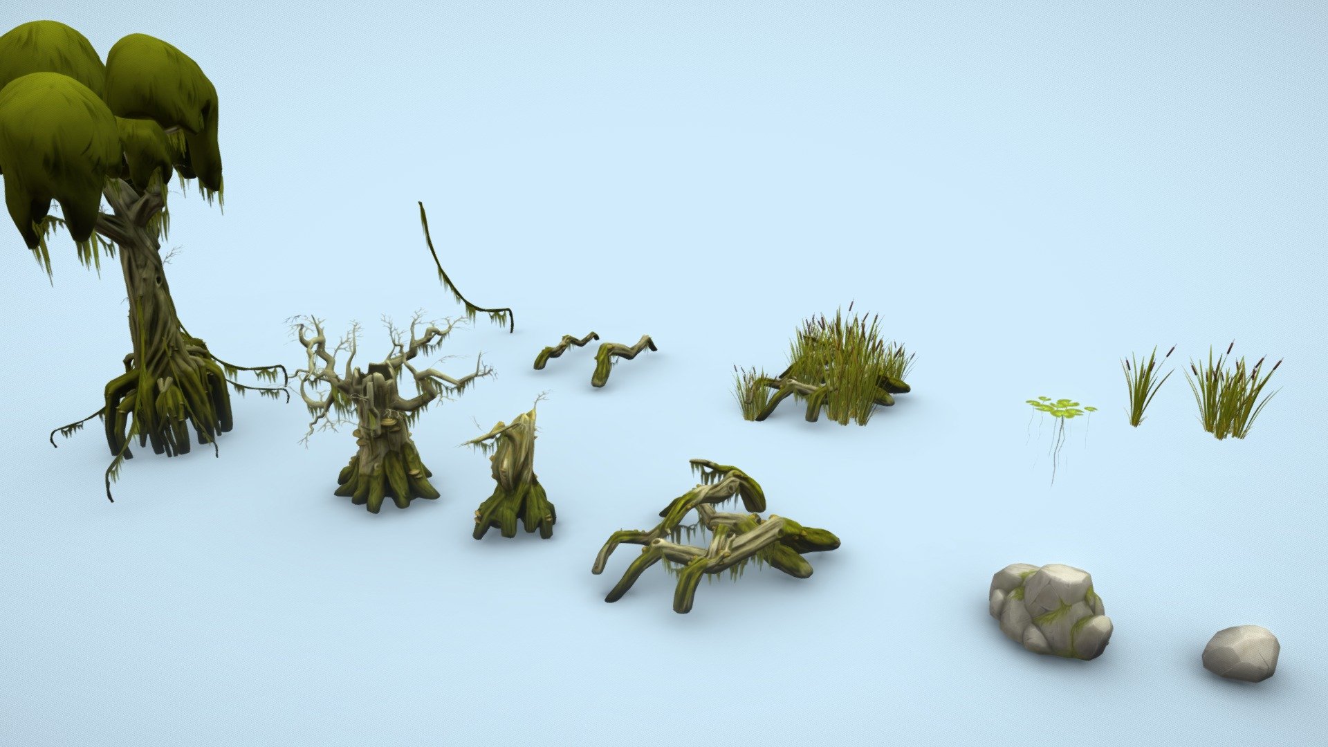 Stylized Swamp Assets - Buy Royalty Free 3D model by Avgust9 [dbb9ffd] - Sketchfab Store