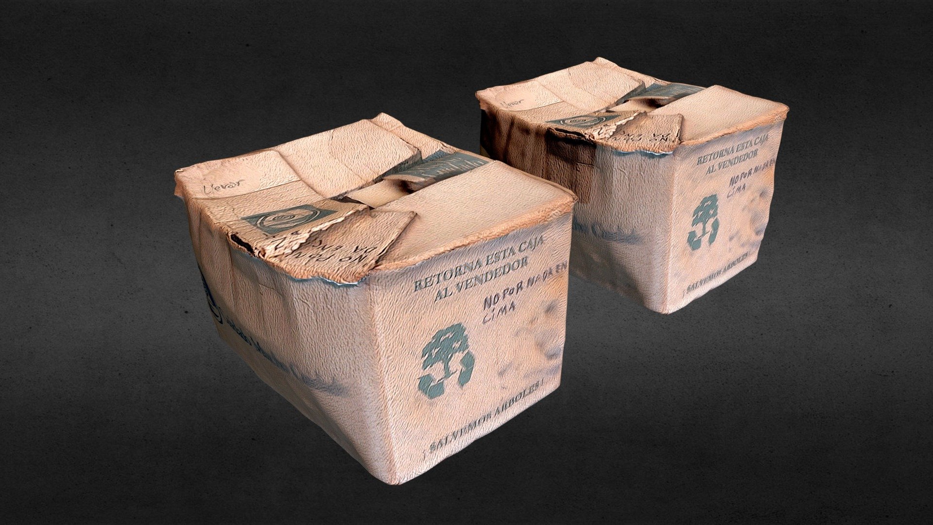 old cardboard box, 2 qualities of mesh - Buy Royalty Free 3D model by ...