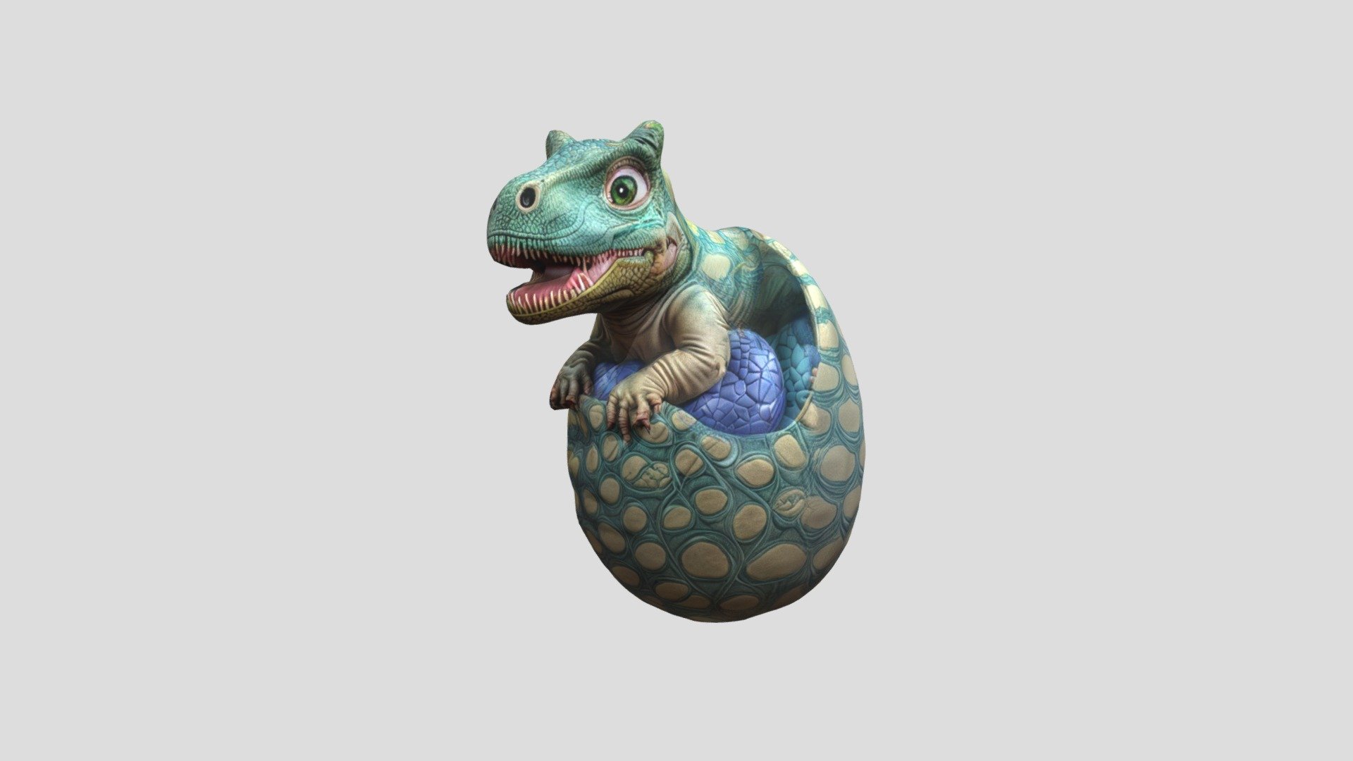A dinosaur cub sitting in a dinosaur egg - Download Free 3D model by ...