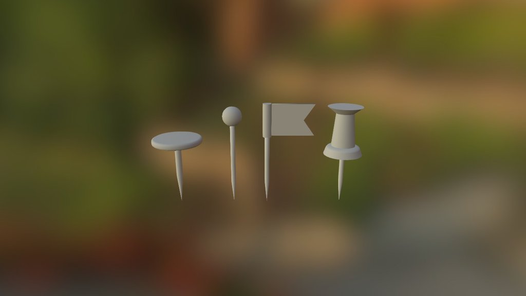 Push pin set - 3D model by Creative Market (@creativemarket) [dbdd4f9 ...