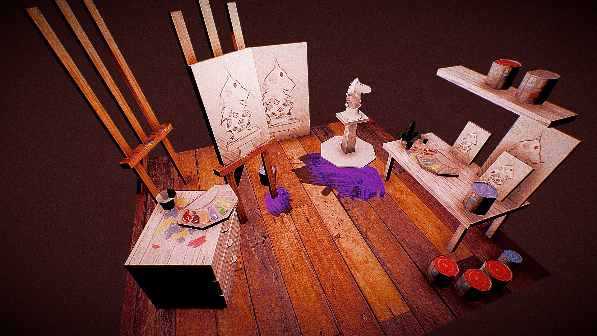 Creepy Paint Studio - 3D model by altiegg [dbf316c] - Sketchfab