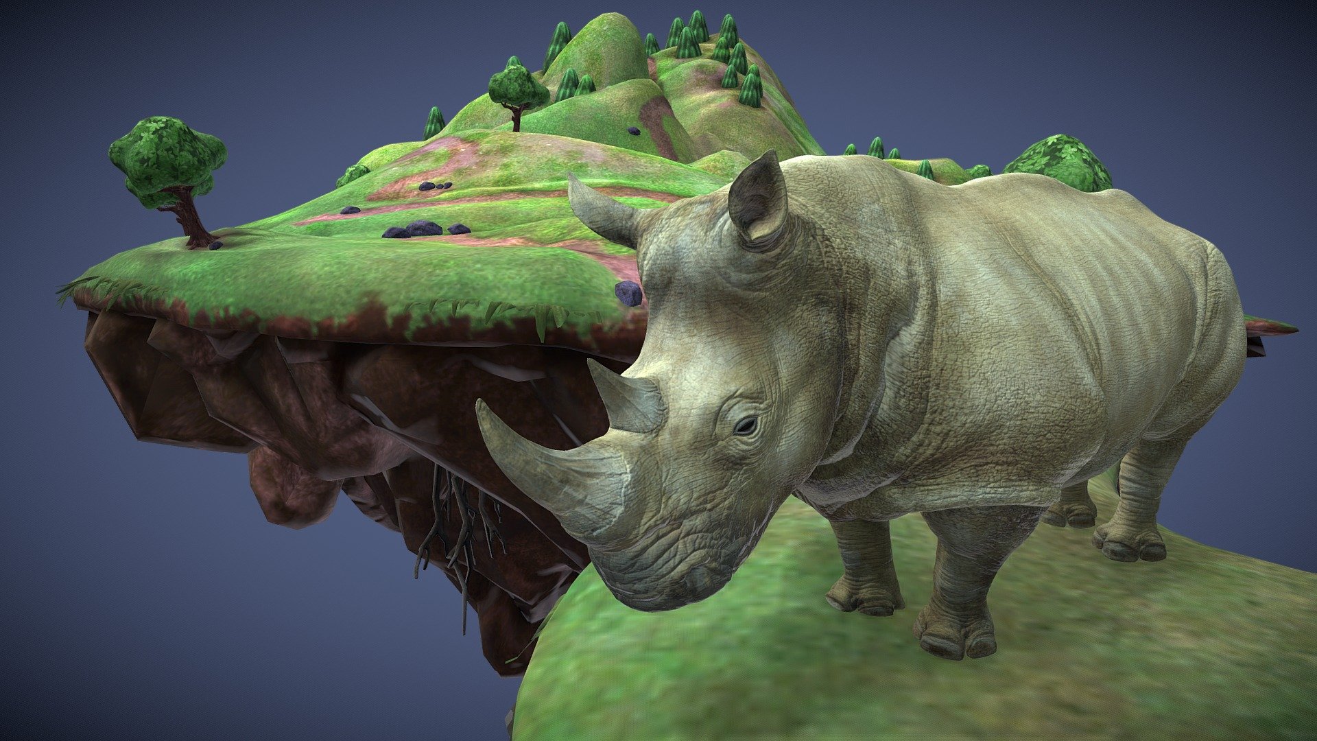 Animated Rhino Loop on Floating Fantasy Islands - Download Free 3D ...