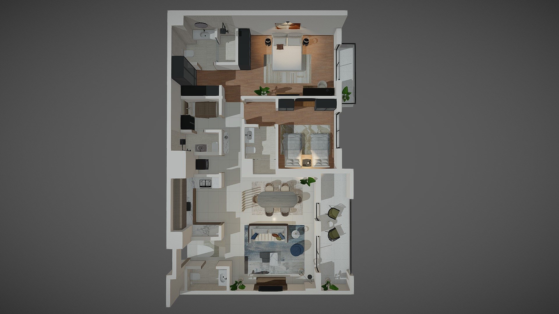 Livein Liwan _ Two Bedrooms Apartment - 3D model by Dubizzle Group ...