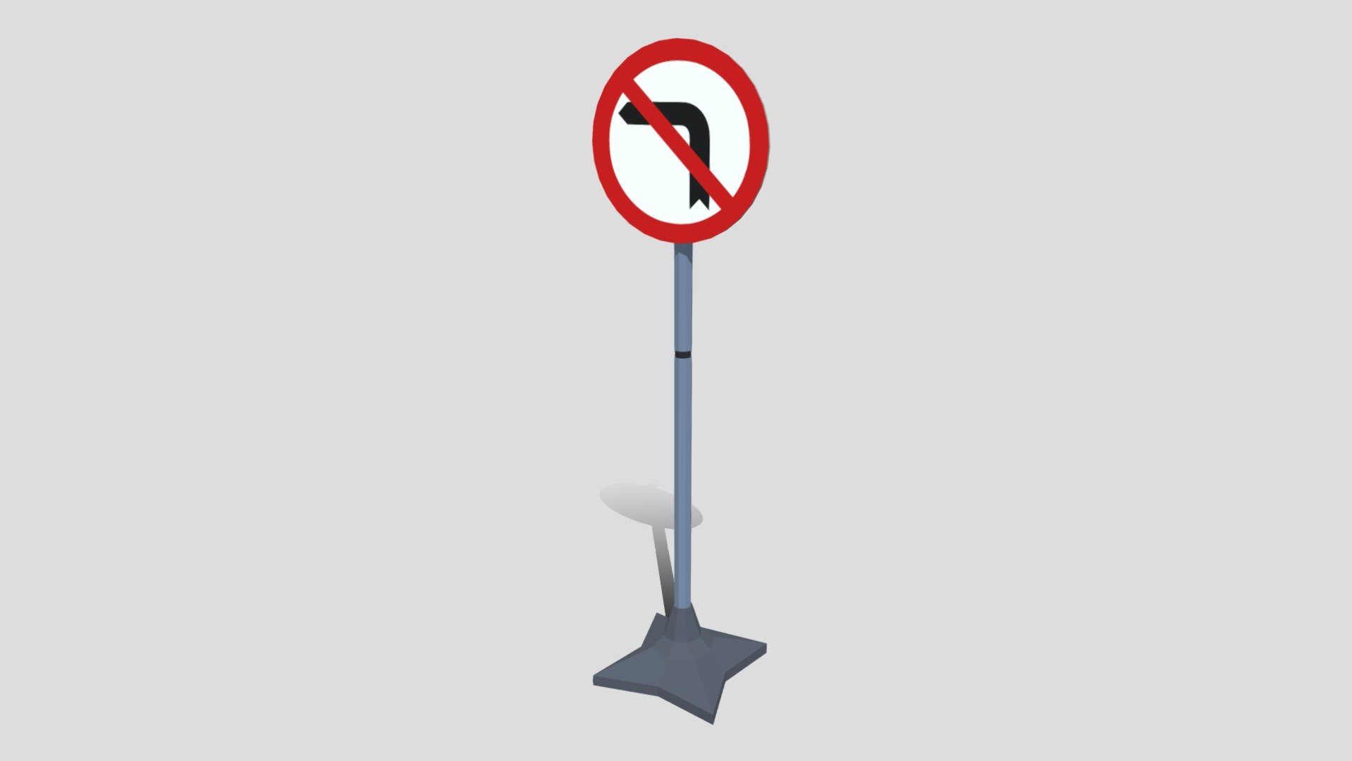 Low Poly Cartoon No Turn Left Traffic Sign - Buy Royalty Free 3D model ...