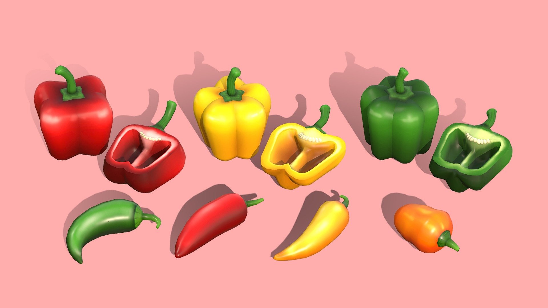 Hot and Sweet Peppers - Buy Royalty Free 3D model by Megan Alcock ...