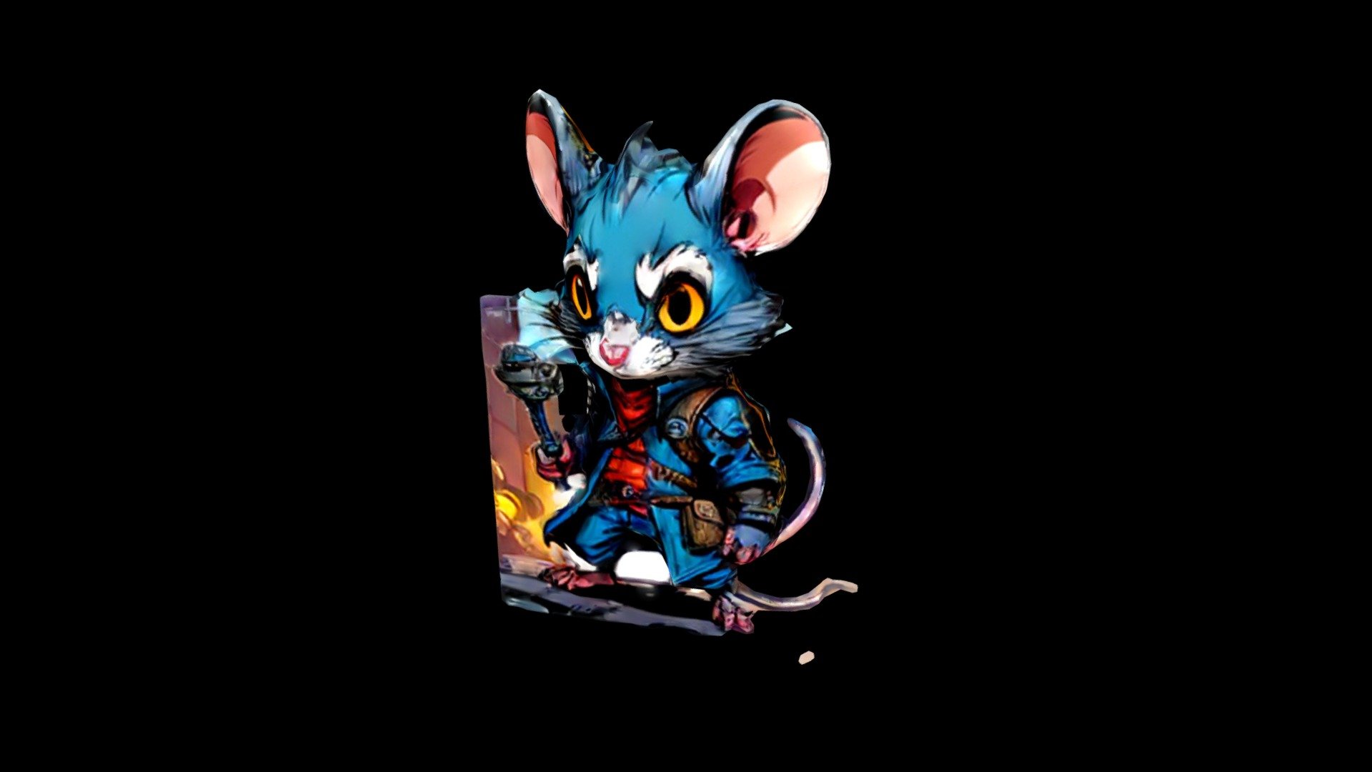 An animated mouse holding a gun, dressed in a bl - Download Free 3D ...