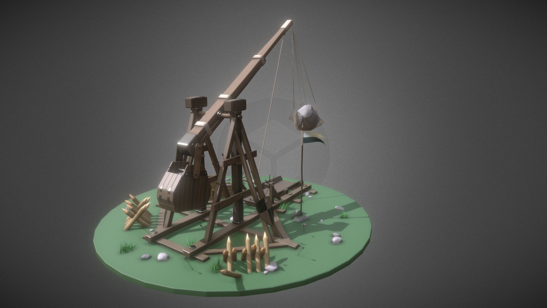 Medieval Trebuchet / Low Poly - 3D model by Fatih174 [dc4a4f3] - Sketchfab