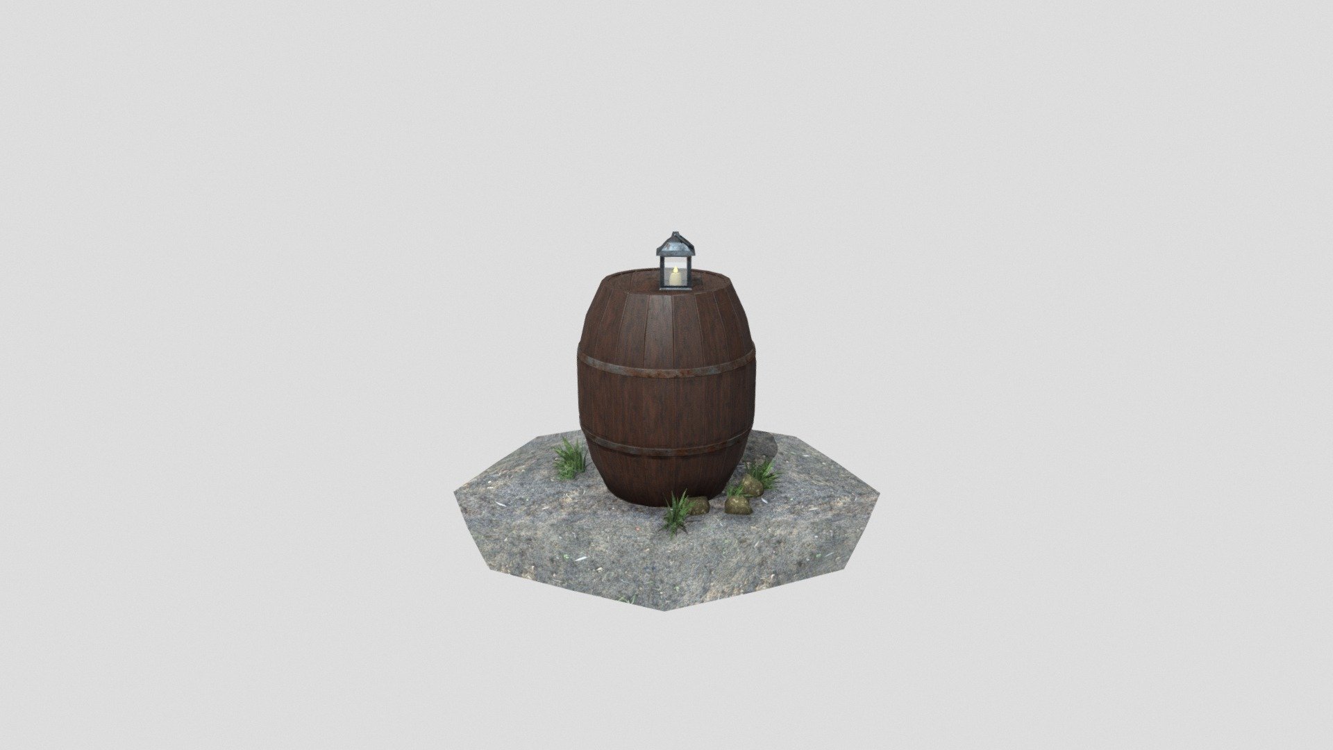 old barell with rusted lantern - Download Free 3D model by FreeHorse ...
