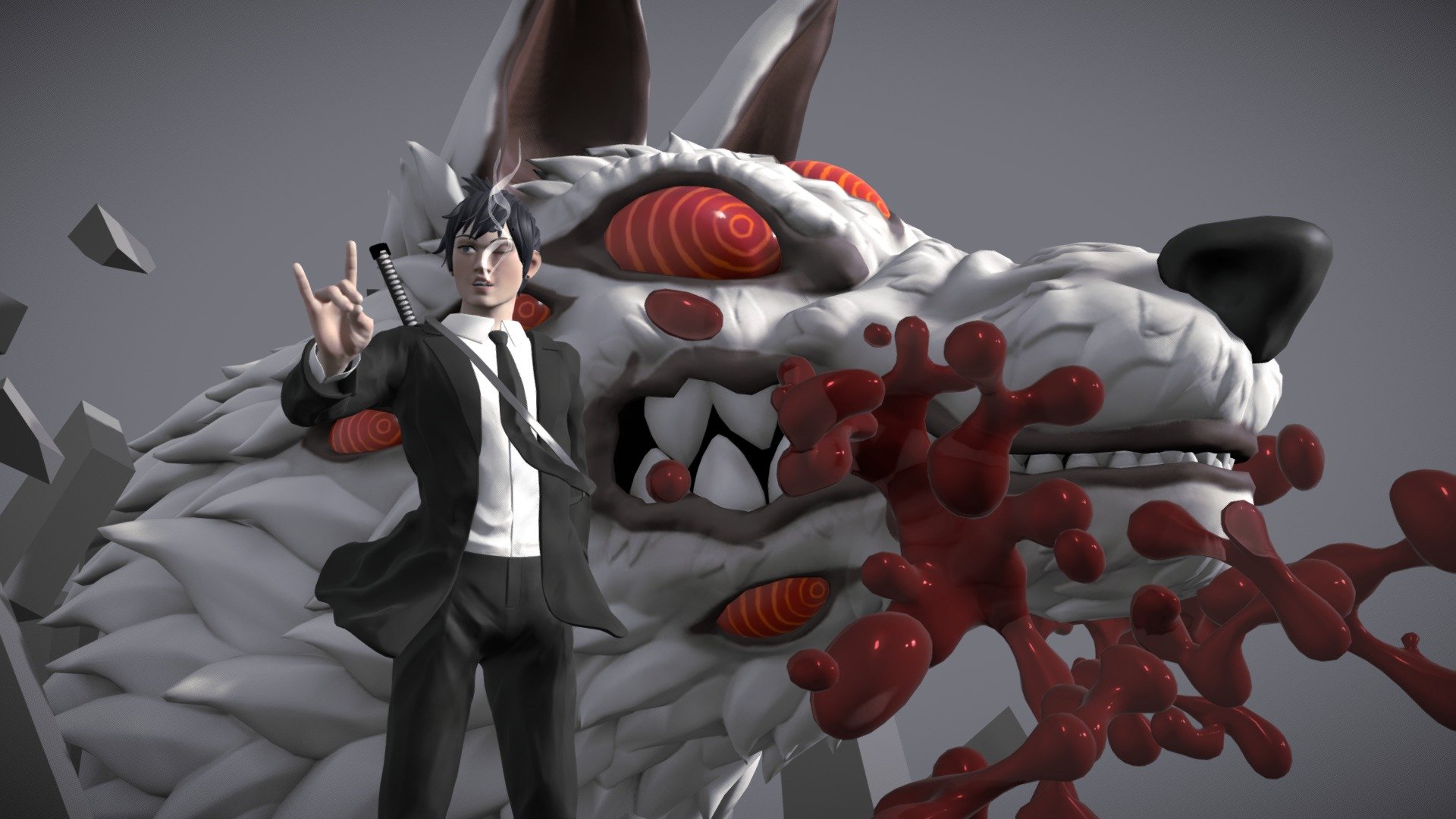 Aki Hayakawa. Chainsaw Man. Fan Art - 3D model by Wnight [dc55f25 ...