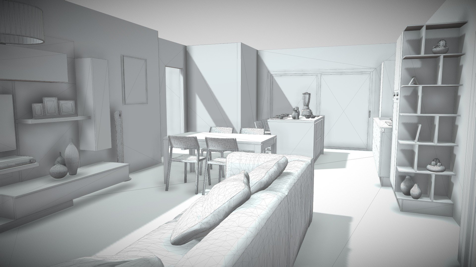 Wireframe - Complete Furniture for house 72 - Download Free 3D model by ...