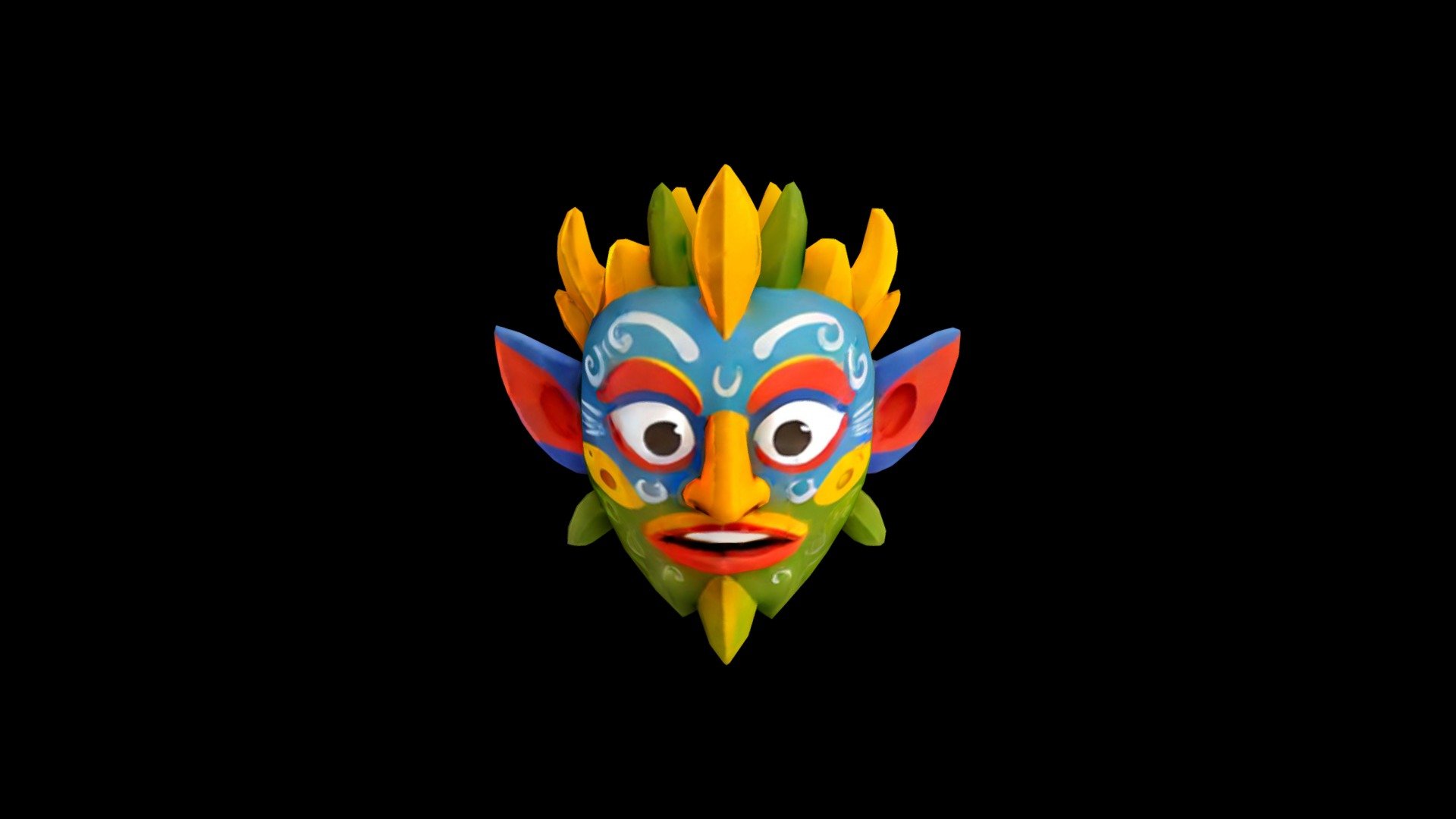 A colorful mask with yellow, blue, and red color - Download Free 3D ...