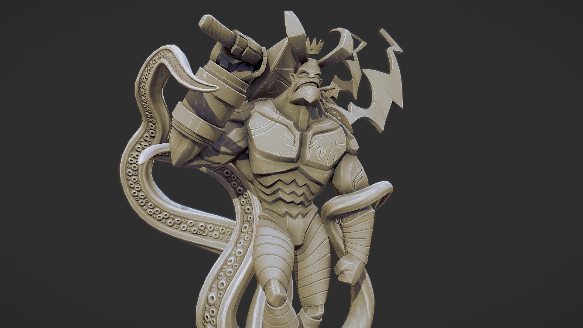 Hellboy - Clay render - 3D model by Zalkan [dc63d07] - Sketchfab