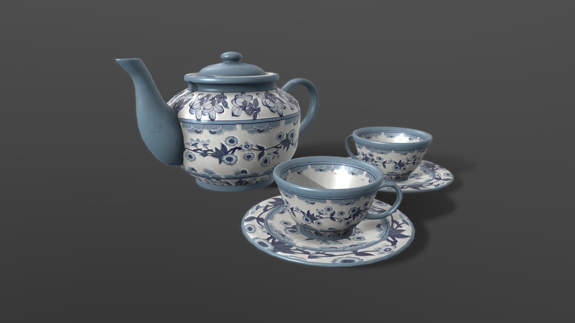 Chinese Tea Set - Ceramic/Porcelain Teapot Cups - Buy Royalty Free 3D ...