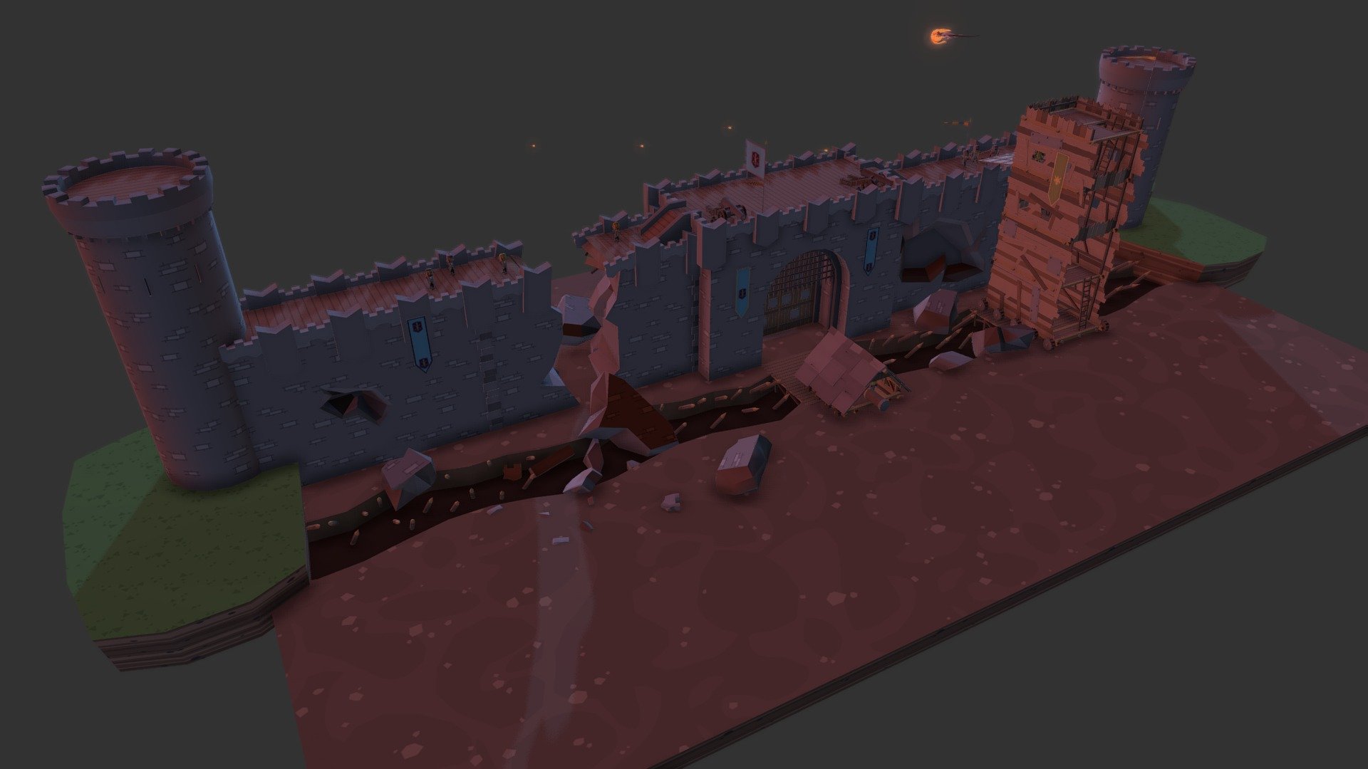 Besieged castle wall scene - Download Free 3D model by BlackSpire ...