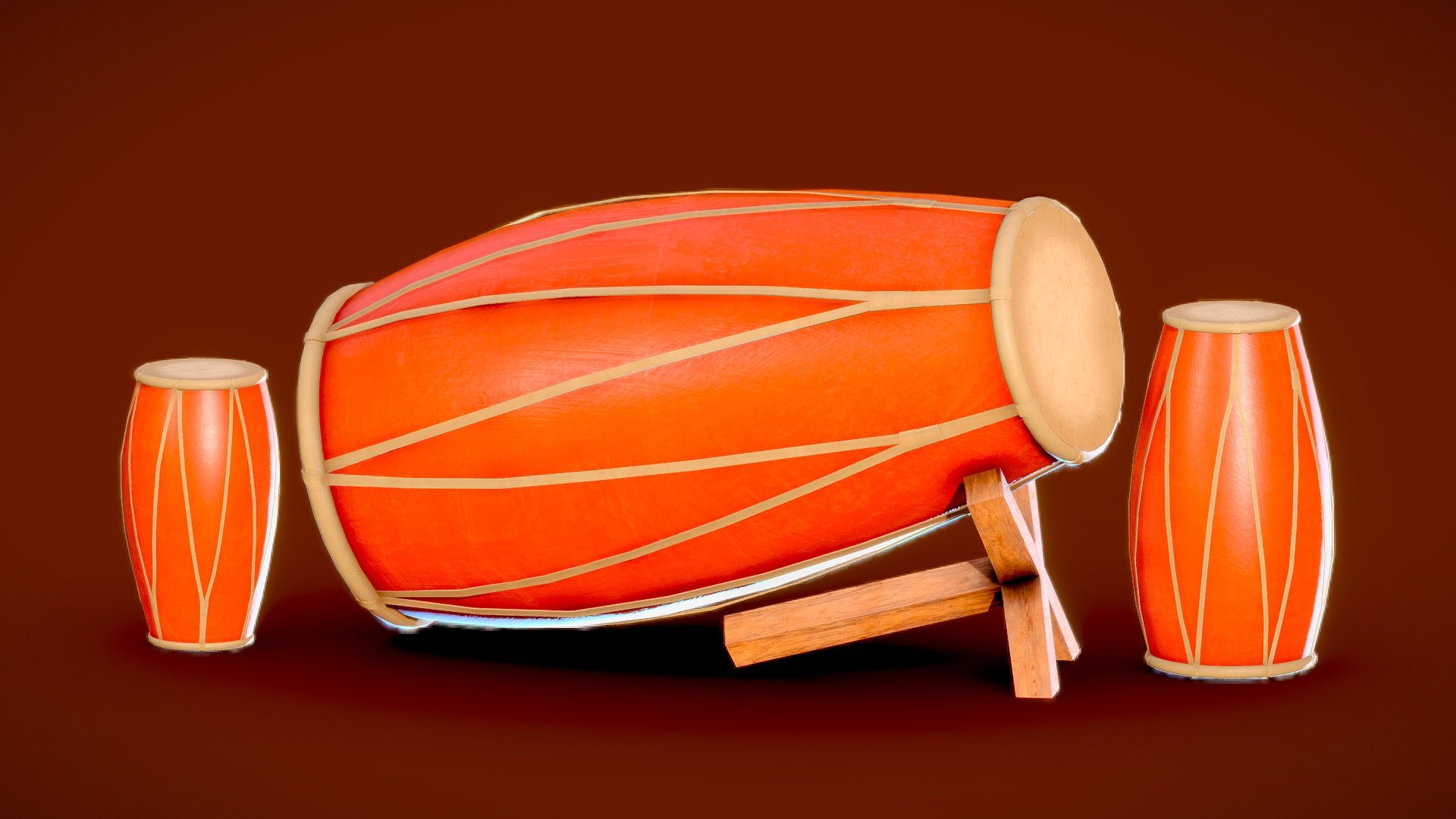 Traditional Instrument - Gendang - Buy Royalty Free 3D model by ...