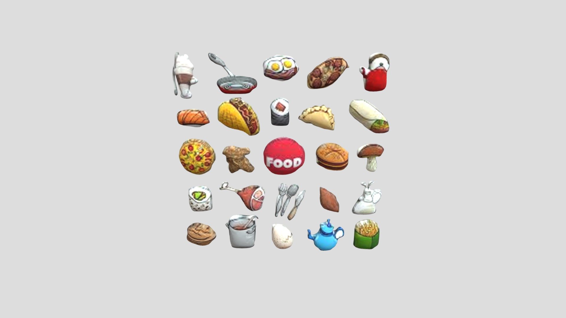 Cartoon food pack - Download Free 3D model by usere3 [dc979a4] - Sketchfab