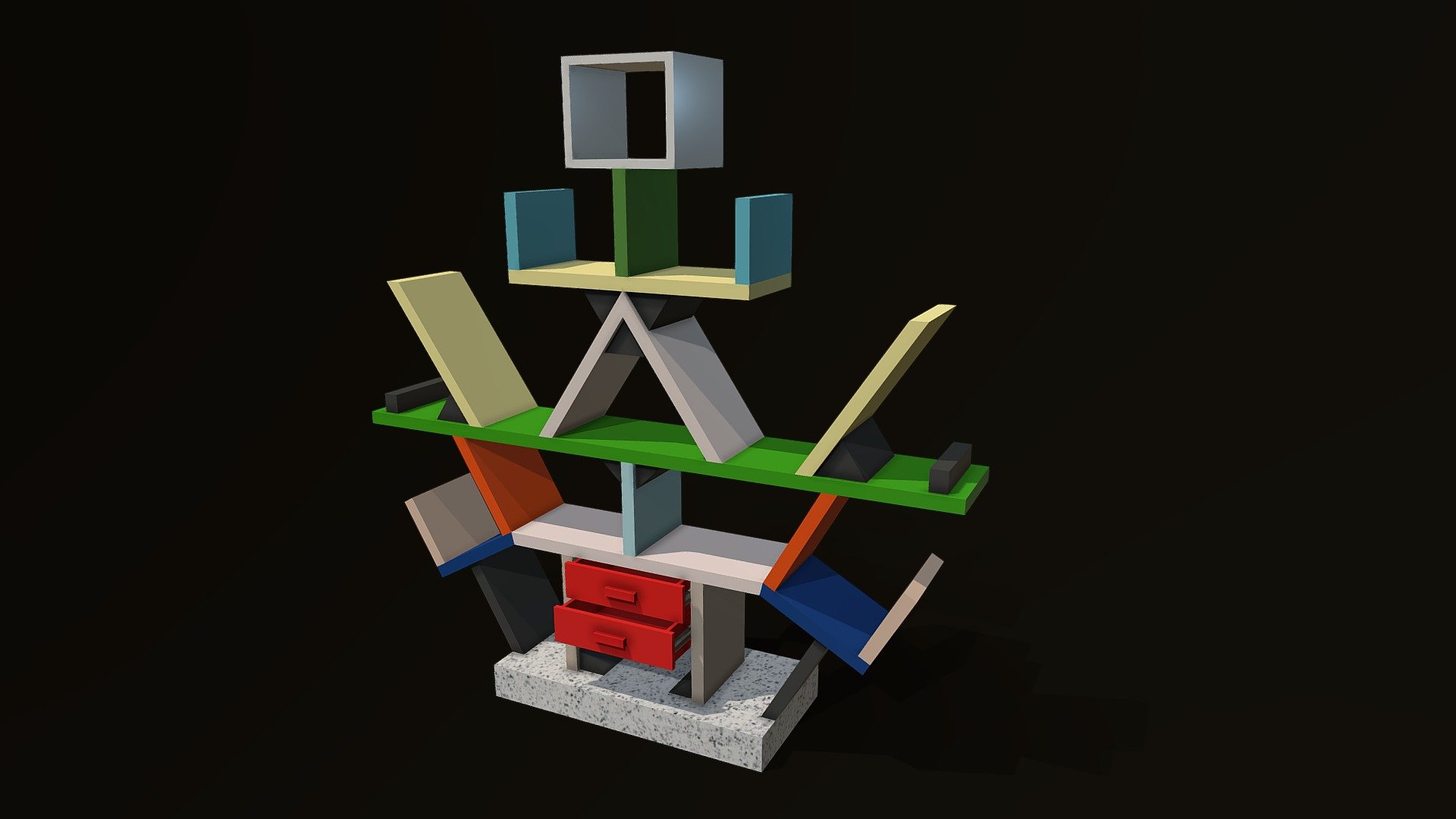 Ettore Sottsass Carlton Bookcase - 3D model by Fede (@fedemergent ...