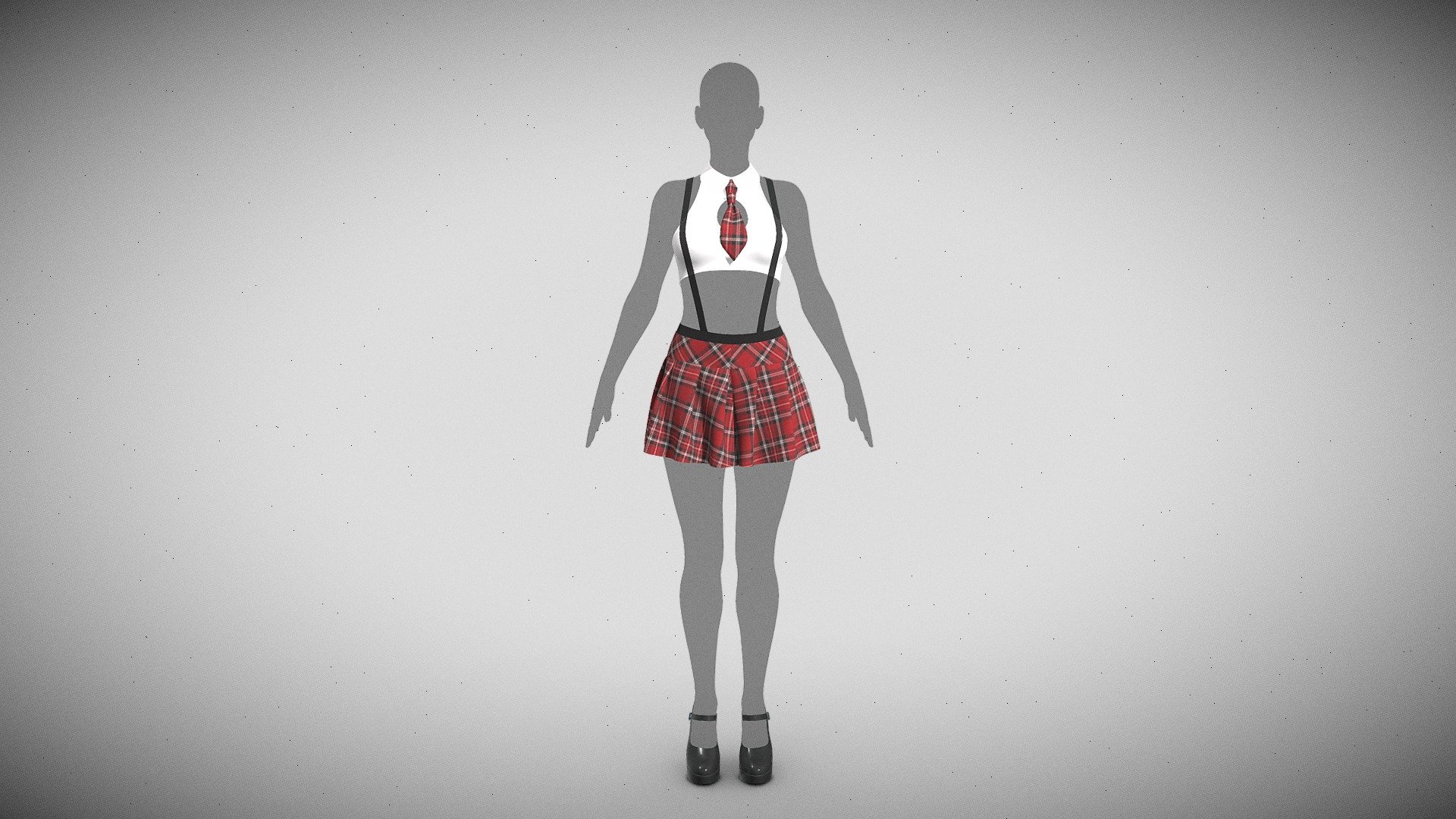 School Girl Costume Low-poly 3D model (PBR) - 3D model by s ...
