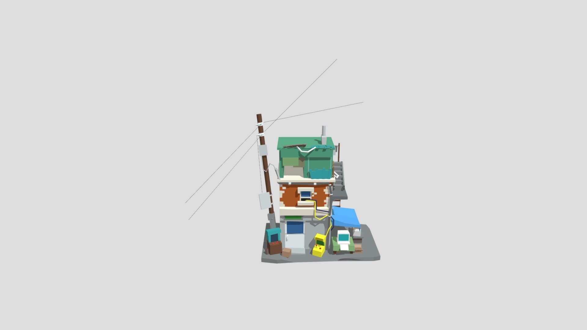 Retro Building - 3D model by shoxben [dcbc6c9] - Sketchfab