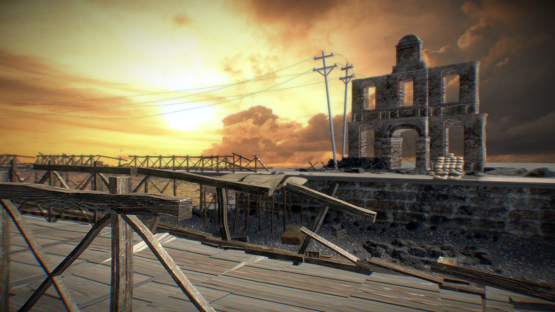 The abandoned ruins bridge pier coast port - Buy Royalty Free 3D model ...