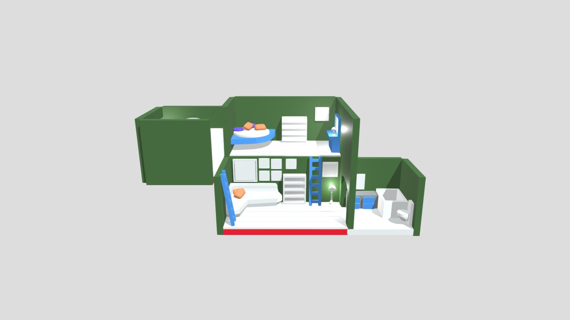 Low Poly Home | Simple House with furnitures - Download Free 3D model ...