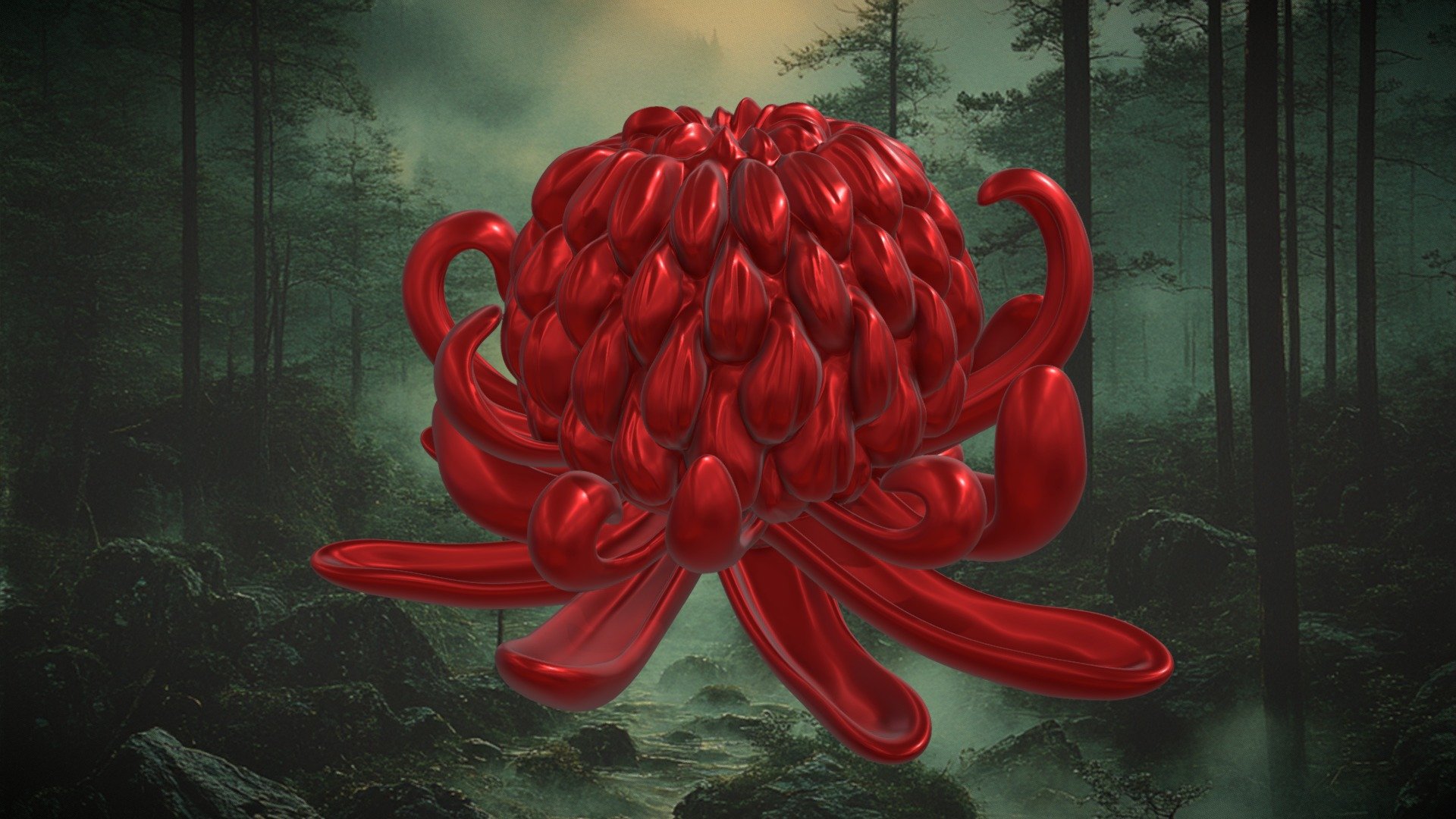Chrysanthemum Incurve 3D Floral Model - 3D model by Print3dburton ...