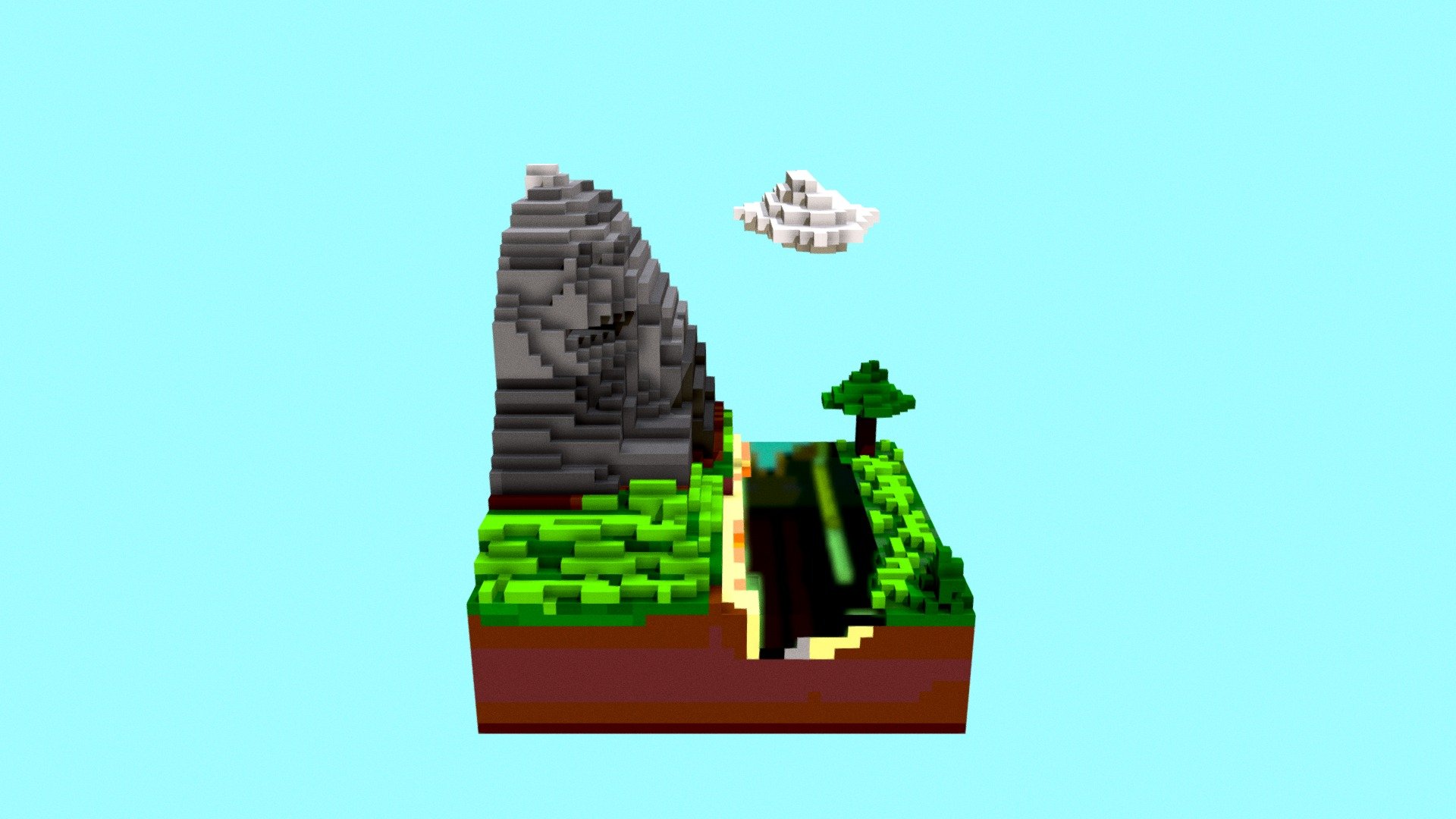s21051 Minecraft Mountain Render Water - 3D model by s21051 [dcfcf79 ...