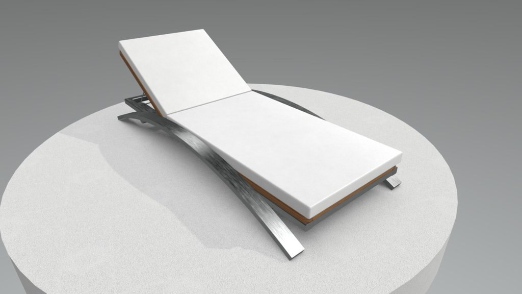 Pool Chair in Aluminium Brushed and Teak Wood - 3D model by Studio ...
