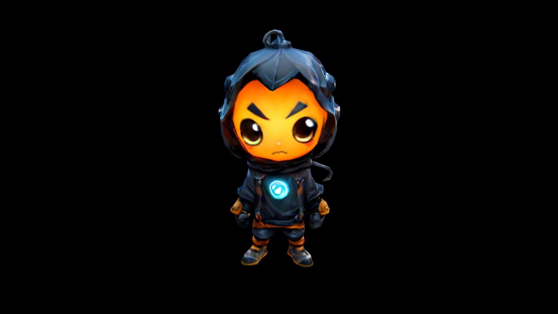Wide-eyed emotive mascot with large blue jewel i - Download Free 3D ...