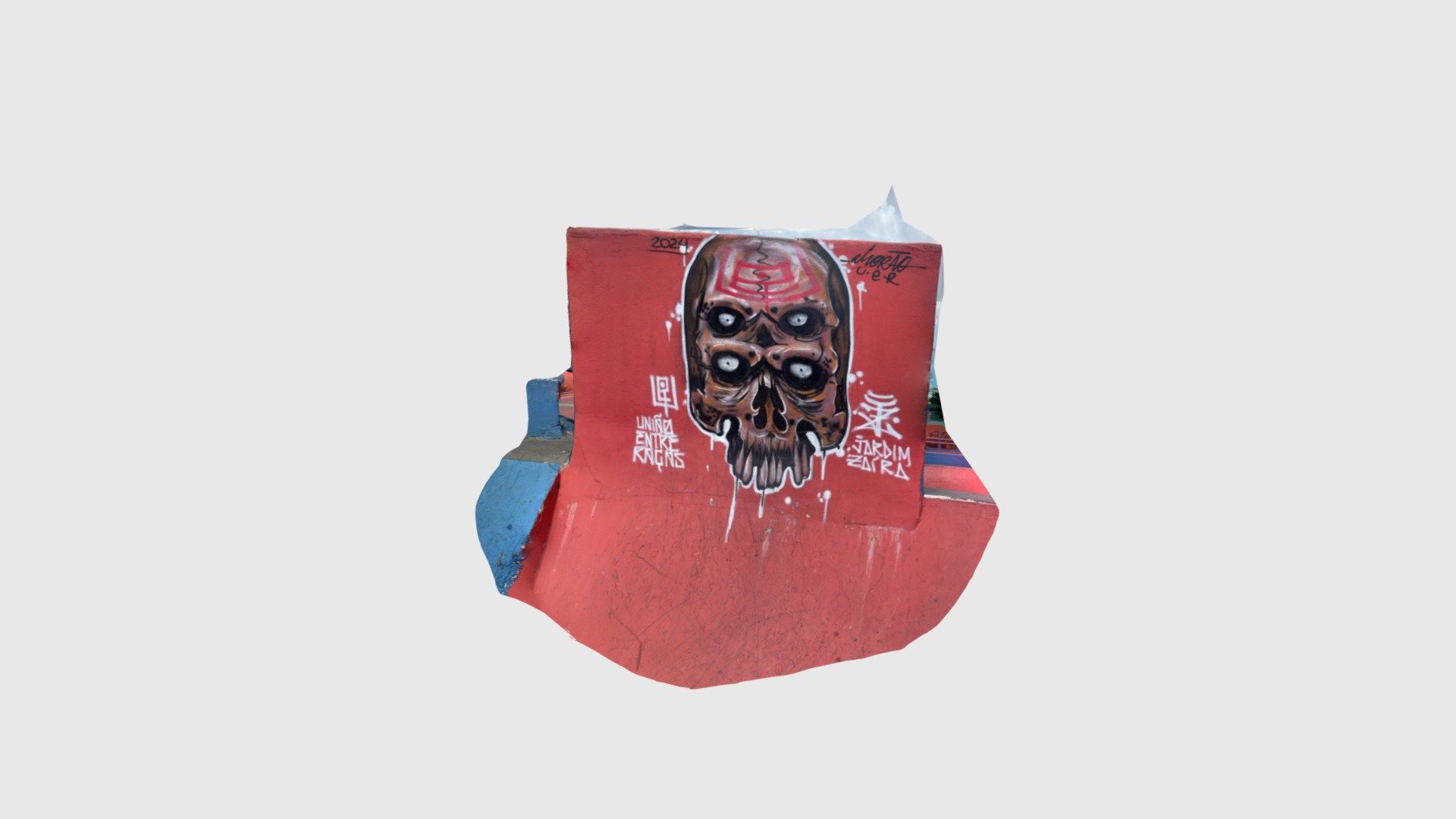 Four eyed skull graffiti mural skate park Mauá - Download Free 3D model ...