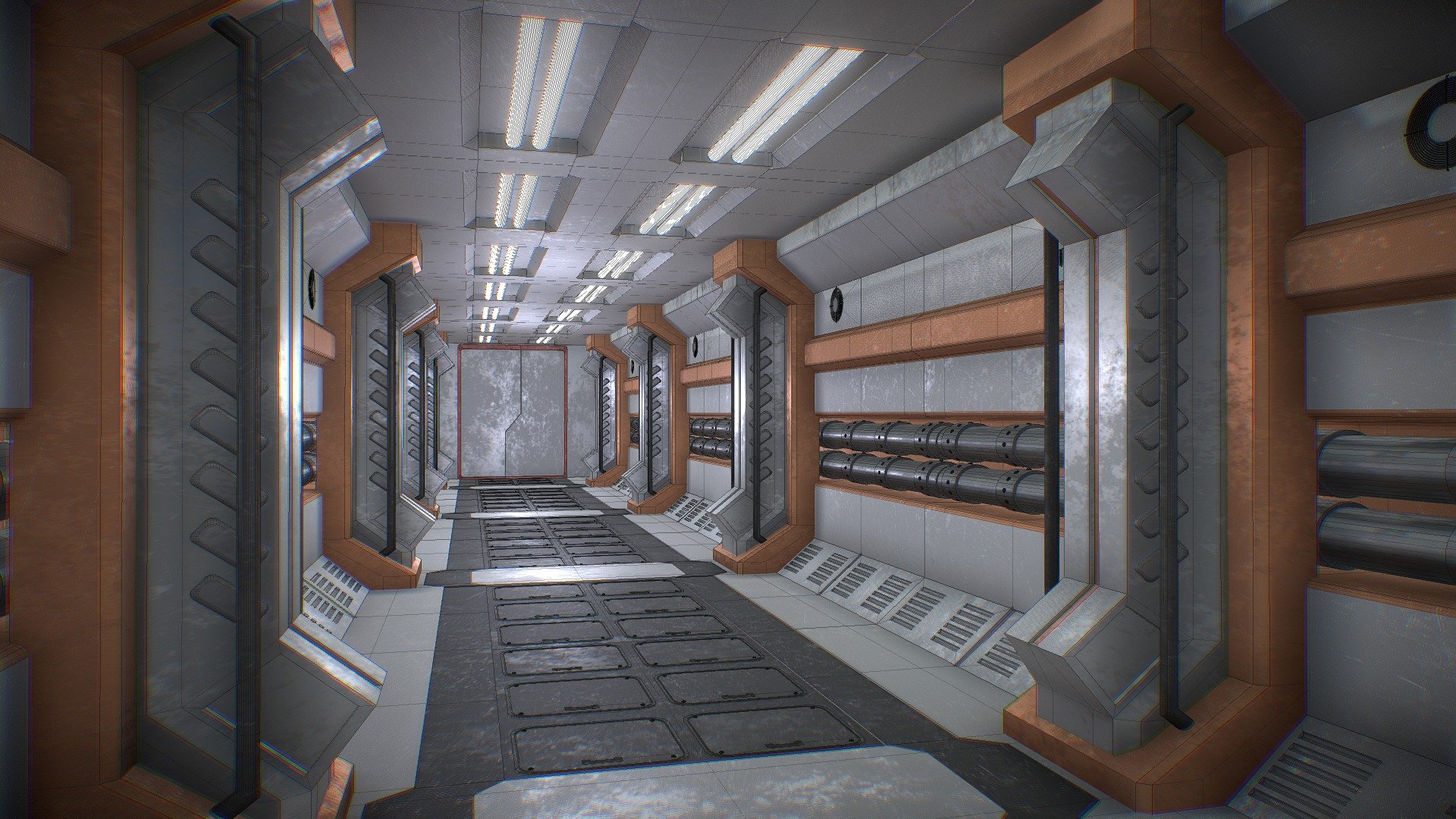 Sci-fi futuristic corridor // spaceship - Download Free 3D model by Schwaeli [dd32628] - Sketchfab