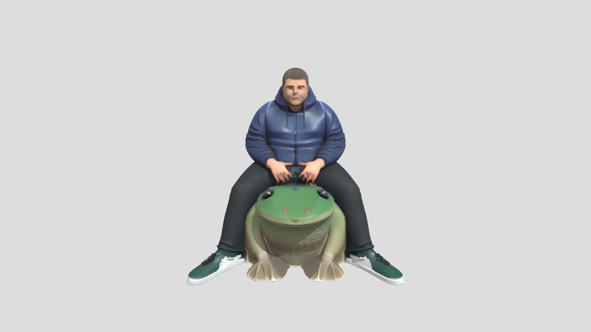 man sitting on frog sculpture - 3D model by Creeper_GamerYT123 [dd3b622 ...