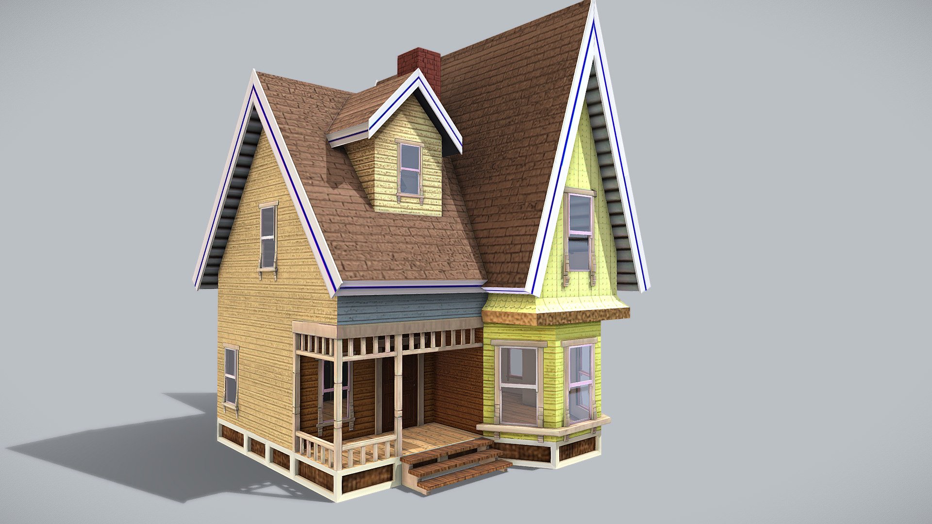 Up Cartoon Stylized Colorful Cute House Low Poly - Buy Royalty Free 3D ...