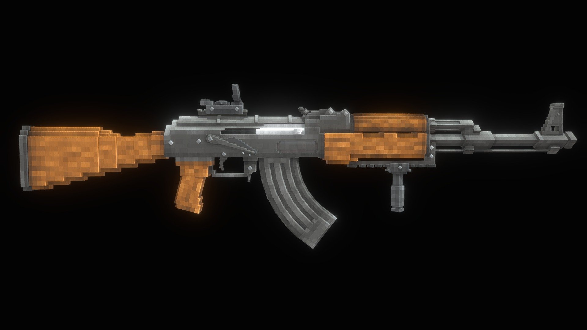 AK 47 - Wooden w/Attachments [Voxel] - 3D model by Radium (@Radium ...