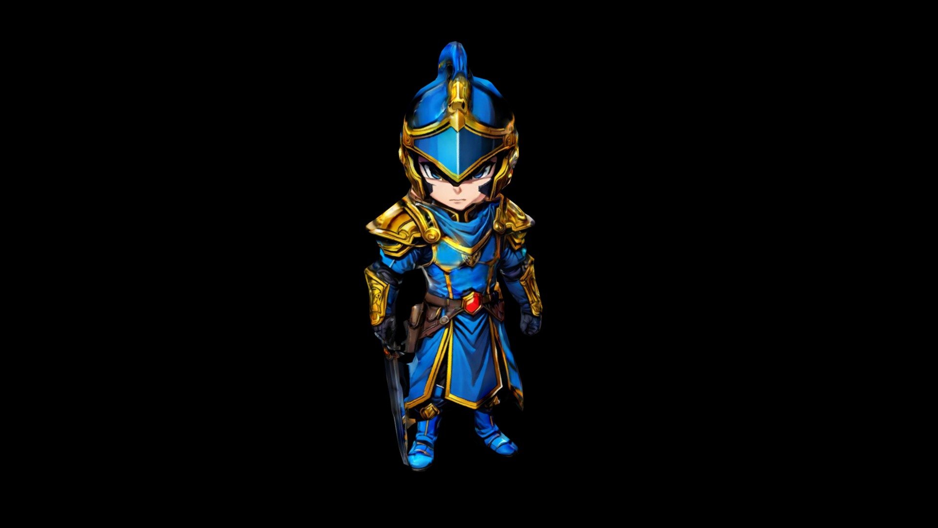 An image of a blue and gold armored knight holdi - Download Free 3D ...