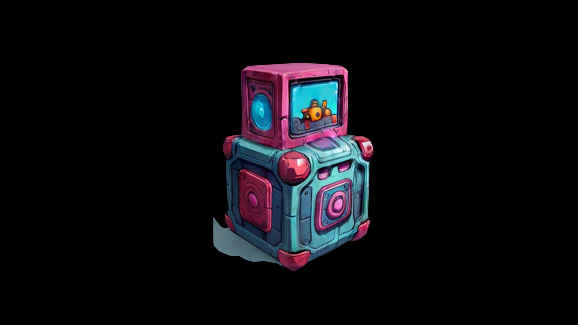 An animated image of a cube-shaped robot made of - Download Free 3D ...