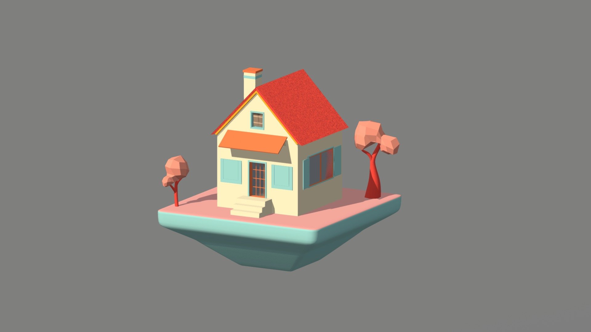 Low-poly small house on floating island - 3D model by Mohr-Vivant ...