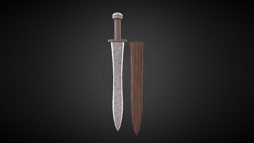 LOW POLY Xiphos Sword Damascus Steel - Download Free 3D model by Visual ...