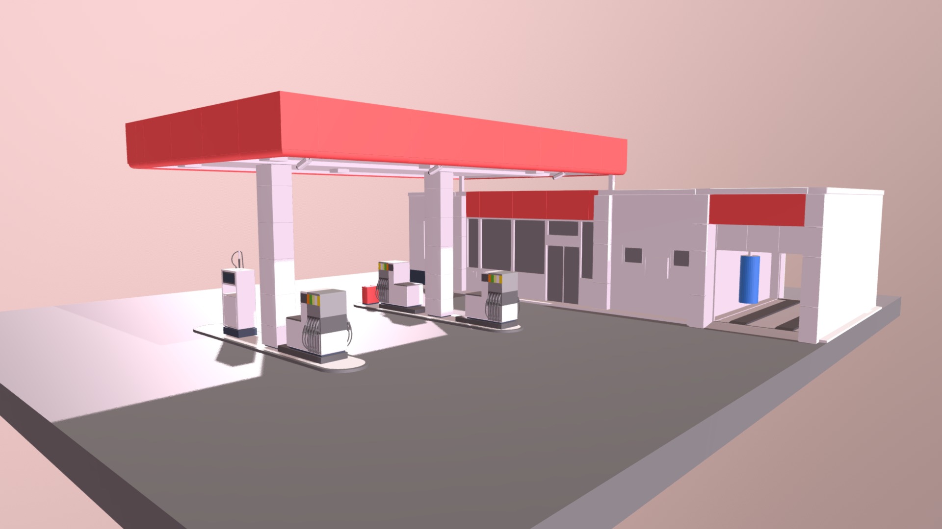 Gas Station Type-1 (WiP-4) - 3D model by VIS-All-3D (@VIS-All) [dd930d0 ...