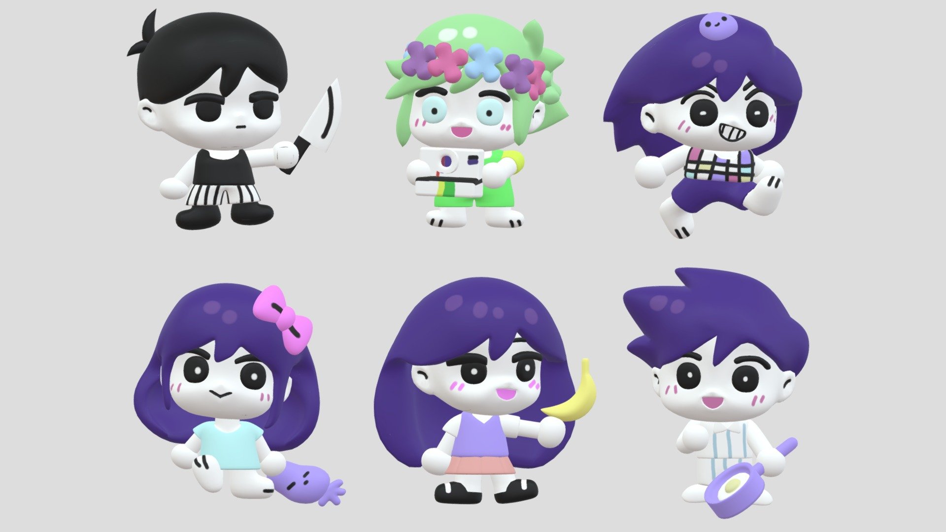 Omori Chibi Characters - 3D model by kaiixii [ddac5f1] - Sketchfab