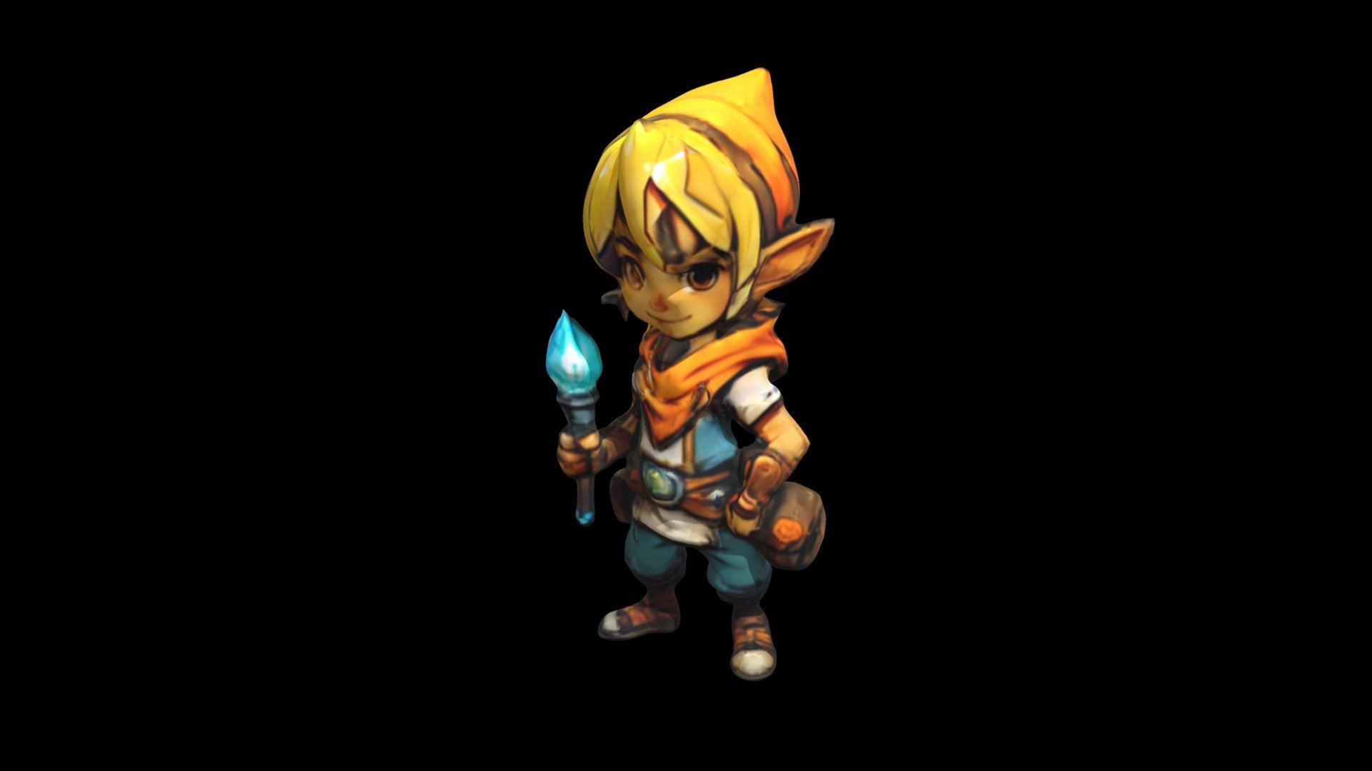 a cartoon character holding a torch and a boo - Download Free 3D model ...