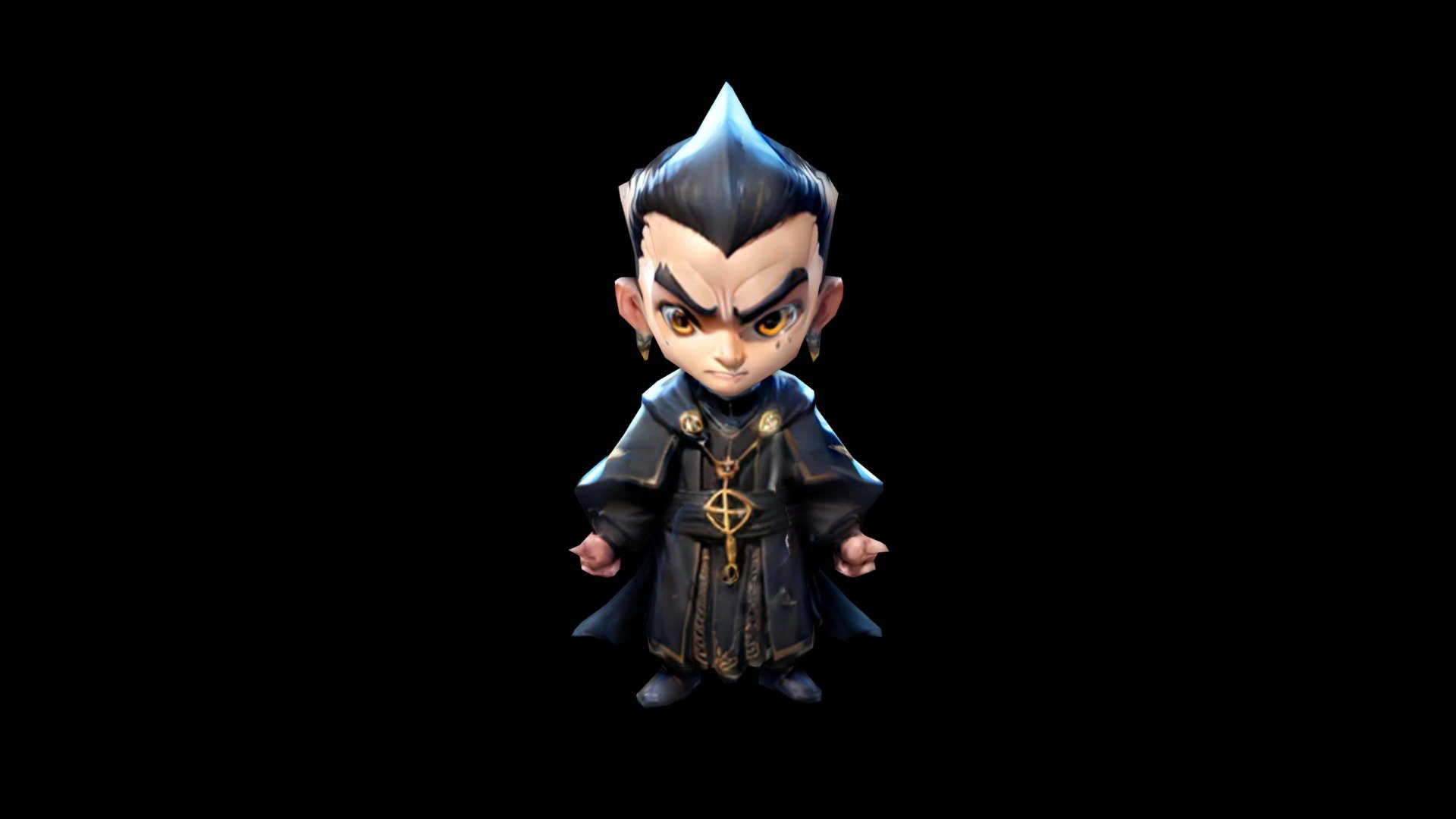 An angry looking chibi character with black hair - Download Free 3D ...