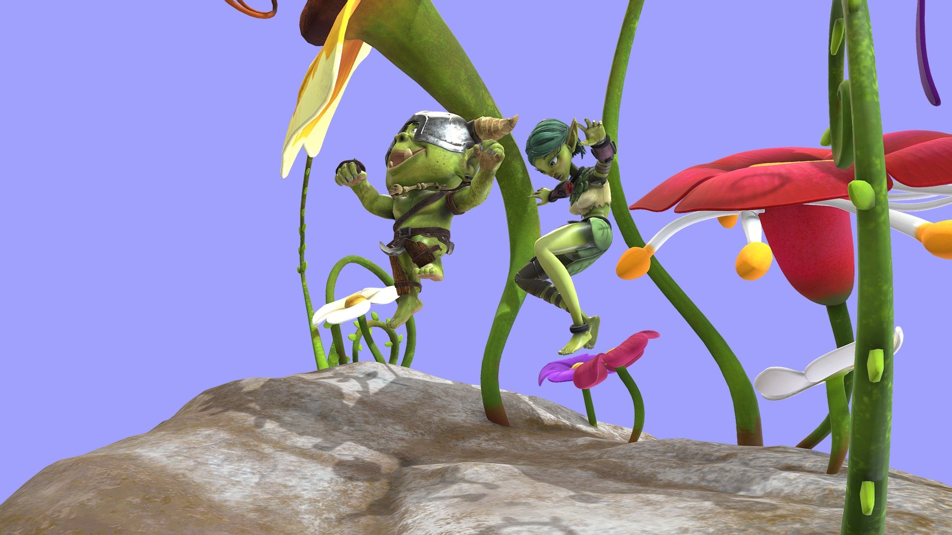 Animated Troll & Elf Characters Jumping Loop - 3D model by ...
