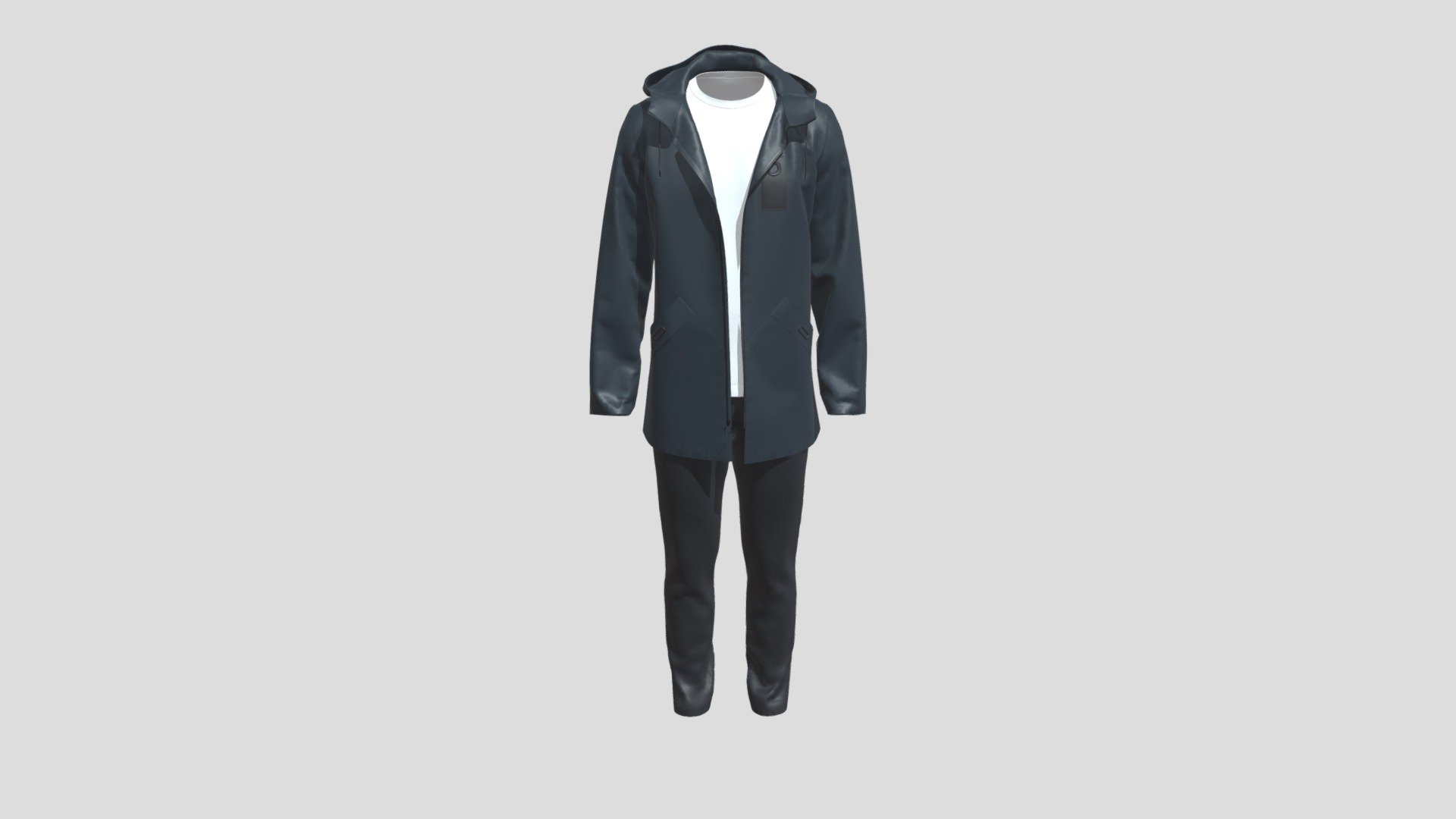 Hooded Zip-up Jacket Unzipped Outfit - Buy Royalty Free 3D model by ...