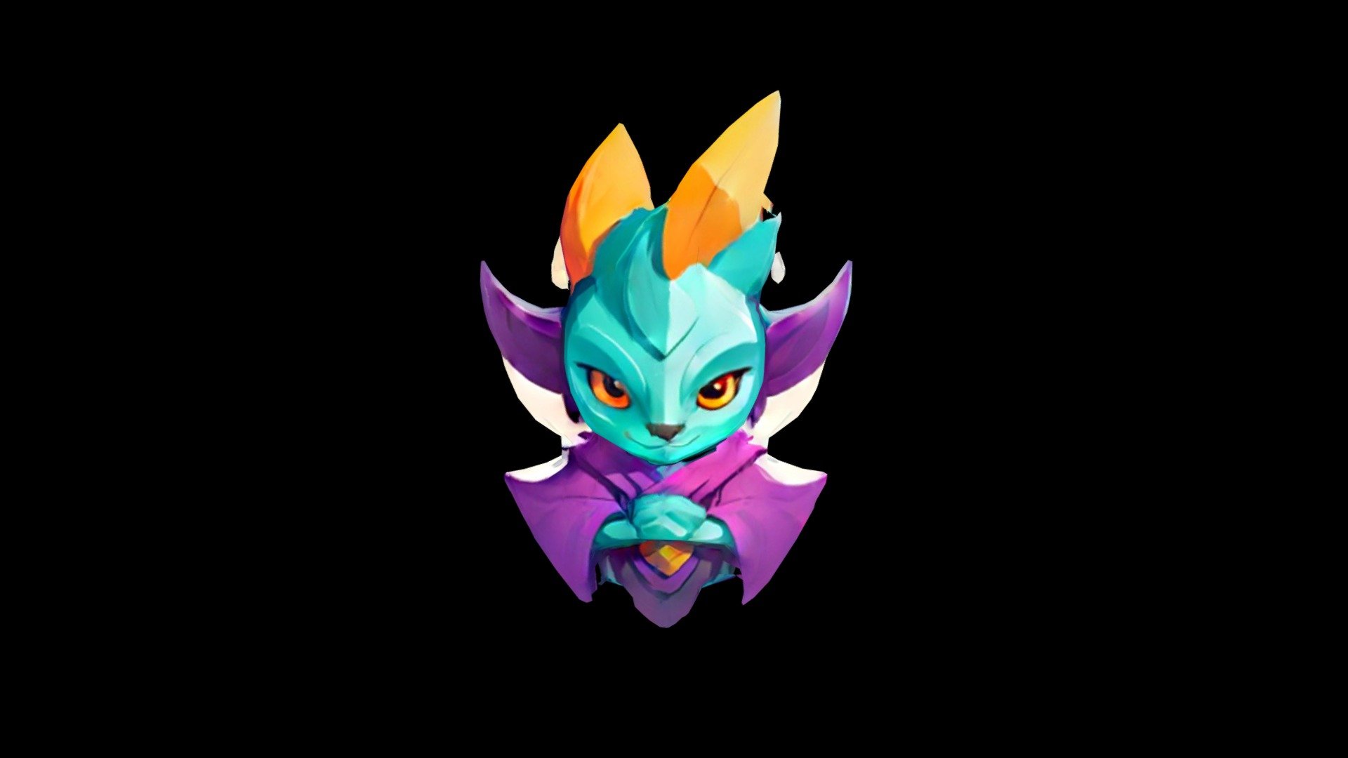 A cartoon illustration of a blue and purple fox - Download Free 3D ...