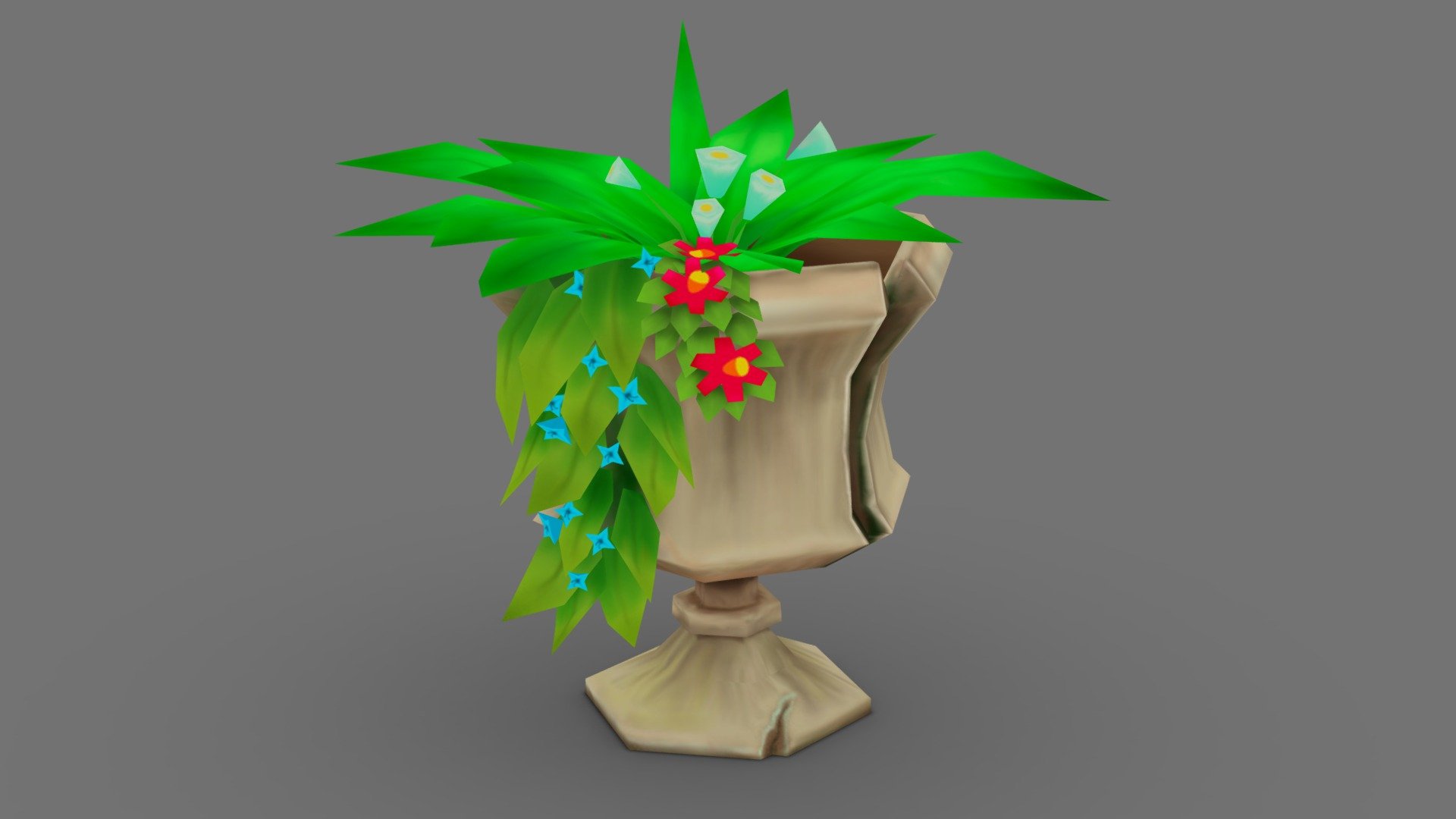 Antique Vase with Flowers. Hand painted low poly - 3D model by GiorgioN ...