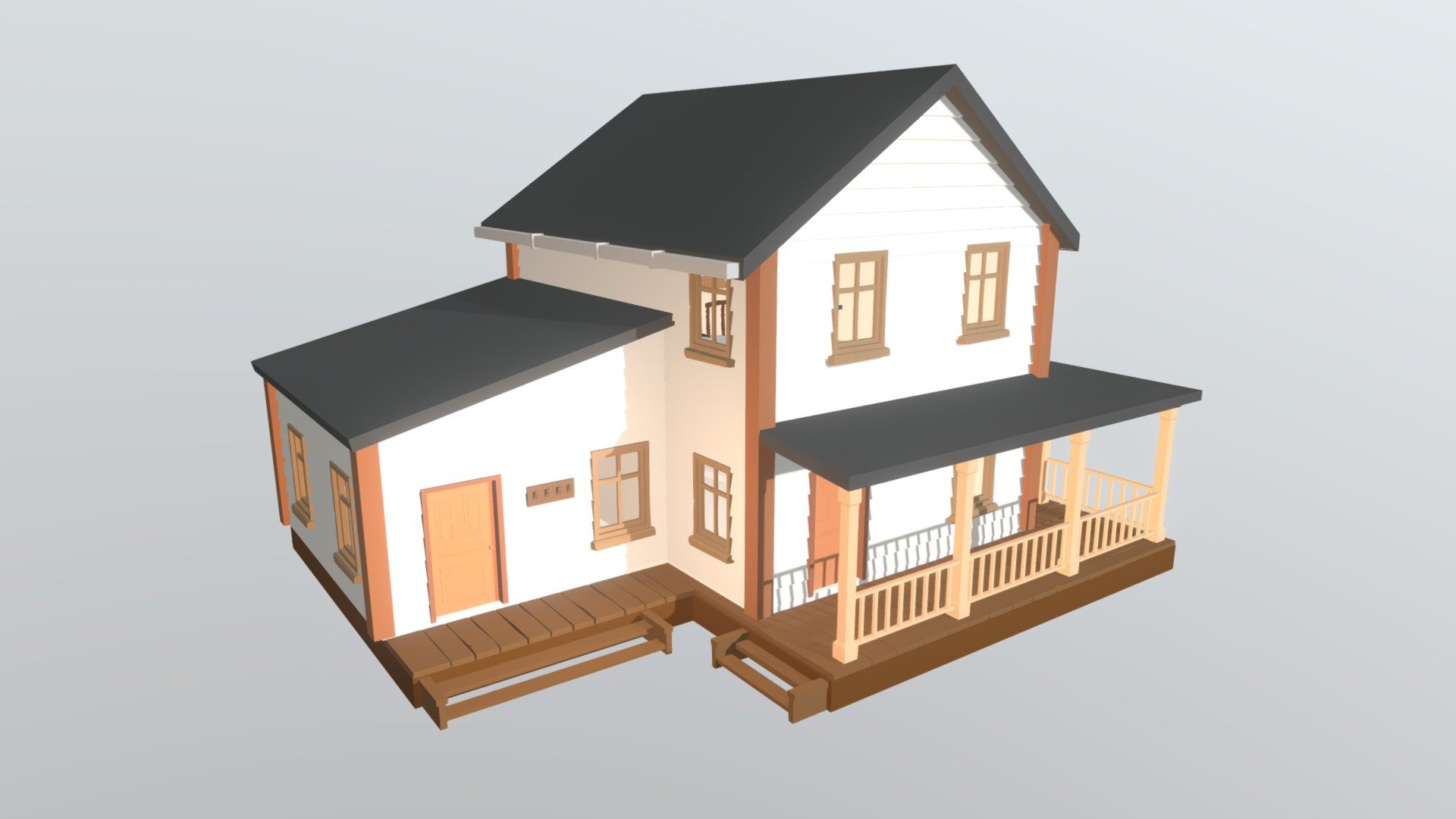 House with Veranda - 3D model by Trangela [de1667b] - Sketchfab