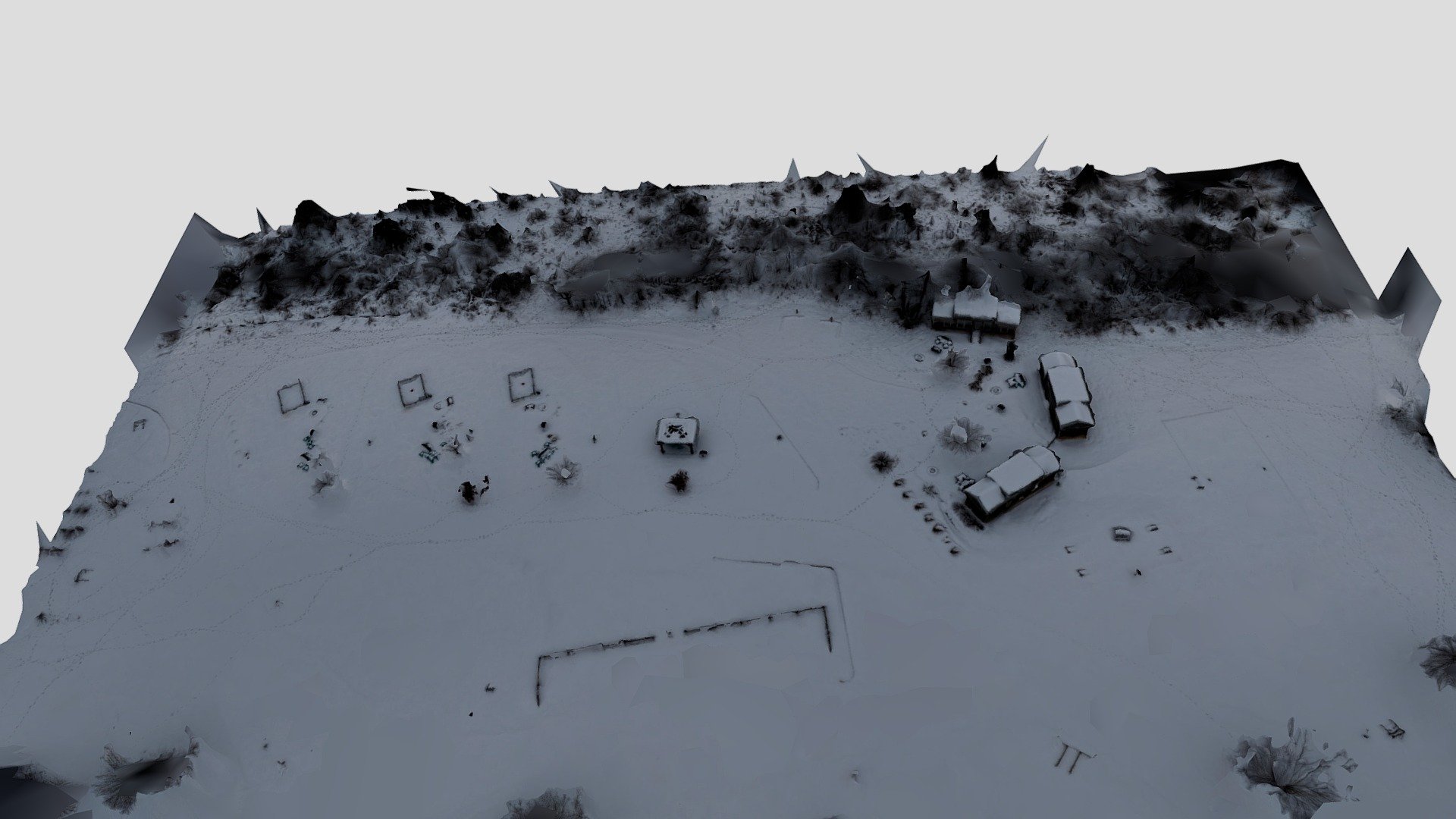 Deluxe Cabins and Paw Pen Sites — Winter 3D View - 3D model by ...