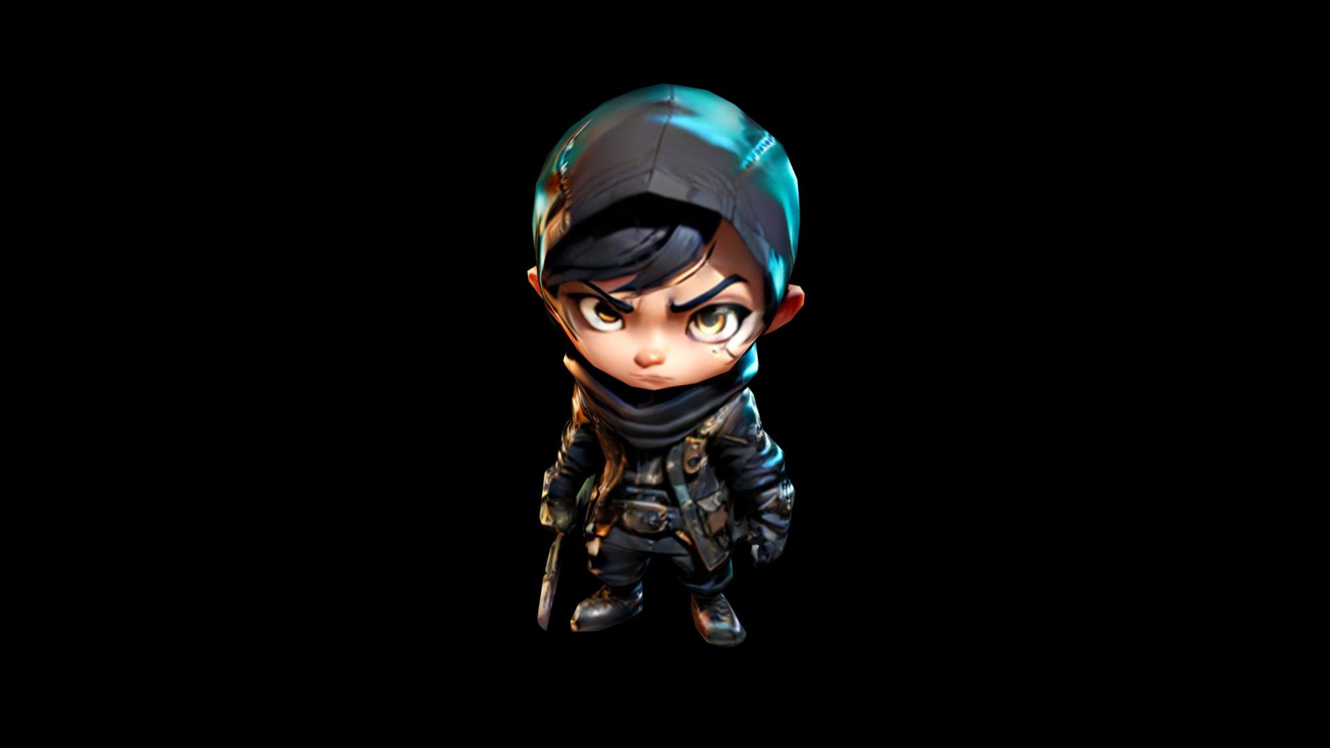 A stylized cartoon image of an angry ninja child - Download Free 3D ...