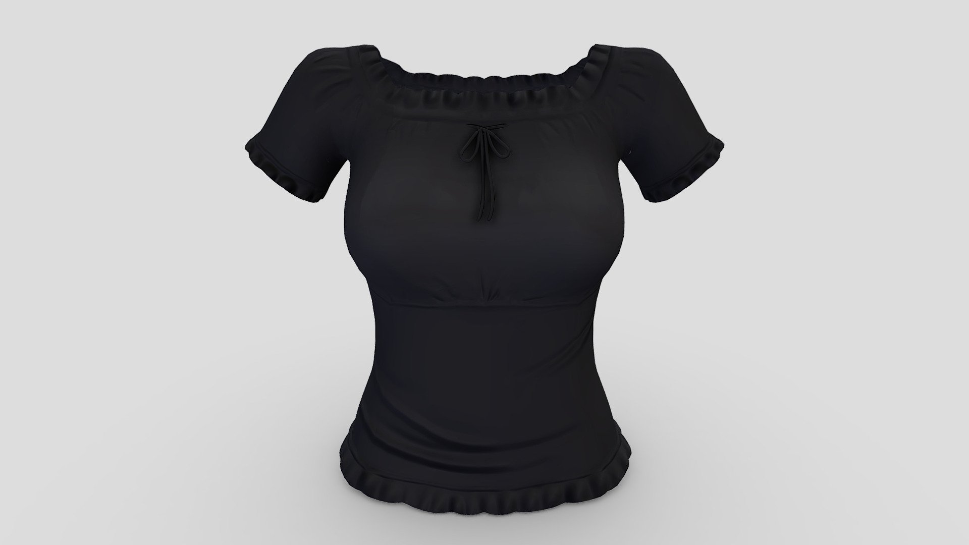 Female Ruffled Neck Black Blouse - Buy Royalty Free 3D model by 3dia ...
